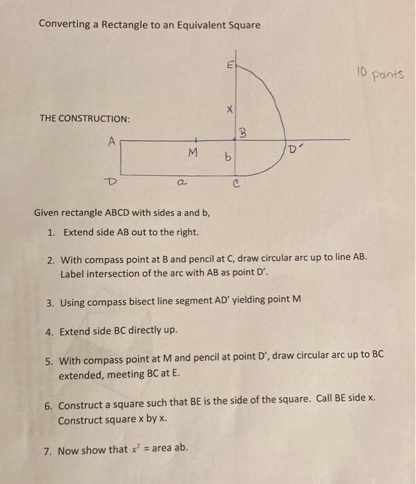 Solved Converting a Rectangle to an Equivalent Square THE | Chegg.com