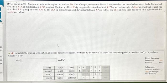 Solved (8%) Problem 10: Suppose an automobile engine can | Chegg.com