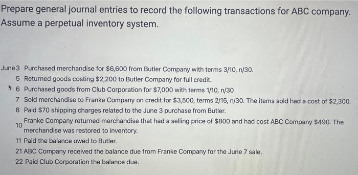 Solved Prepare general journal entries to record the | Chegg.com