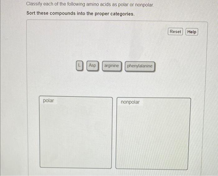 Solved Classify each of the following amino acids as polar | Chegg.com Solved Classify each of the following amino acids as polar | Chegg.com