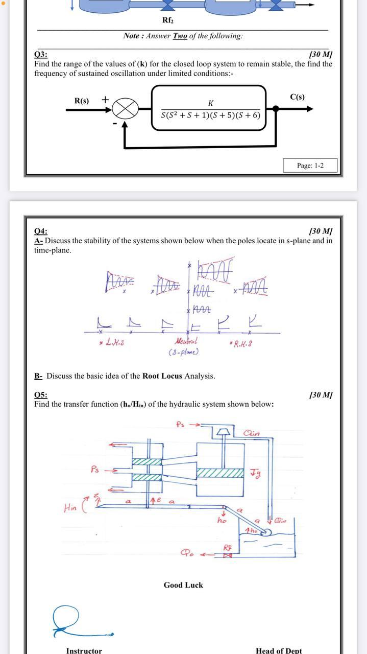 Solved Rf Note: Answer Two of the following: 03: 130 M Find | Chegg.com