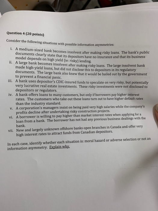 Solved Question 4 (20 points) Consider the following | Chegg.com