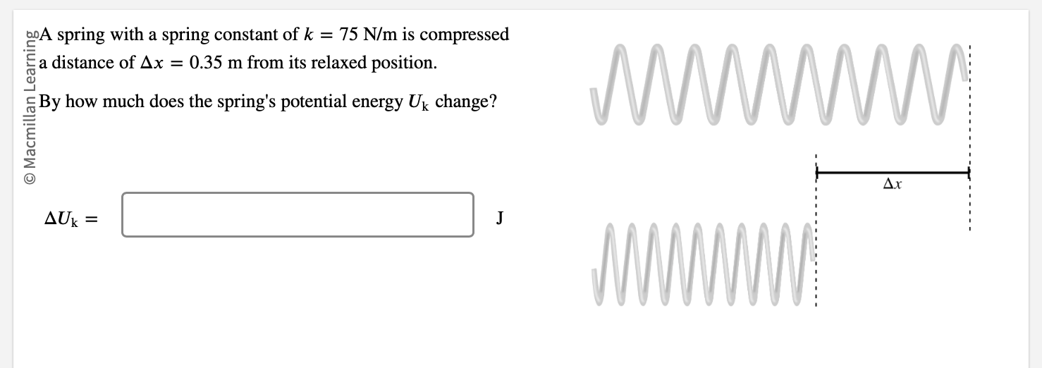 Solved A spring with a spring constant of k=75Nm ﻿is | Chegg.com