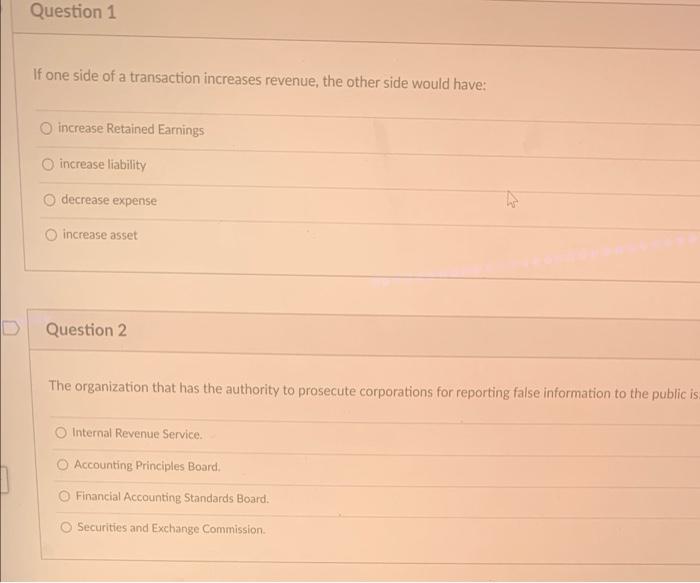 Solved Question 1 If one side of a transaction increases | Chegg.com