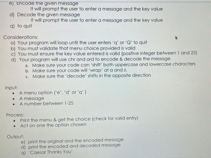 Solved Caesar Cipher . Concepts: • Input/Output, data | Chegg.com