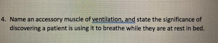 Solved 4. Name an accessory muscle of ventilation, and state | Chegg.com