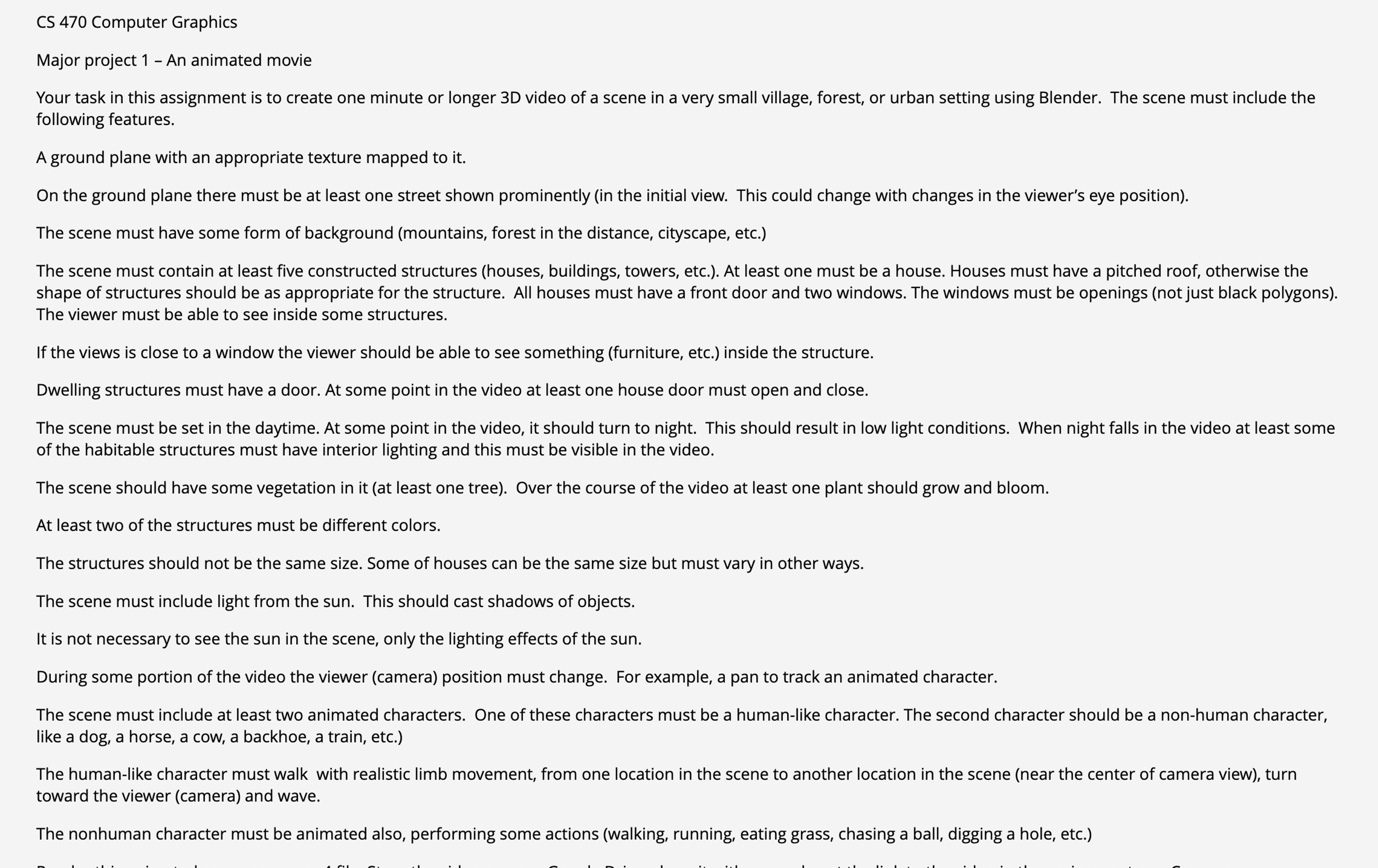 Solved CS 470 ﻿Computer GraphicsMajor project 1 - ﻿An | Chegg.com