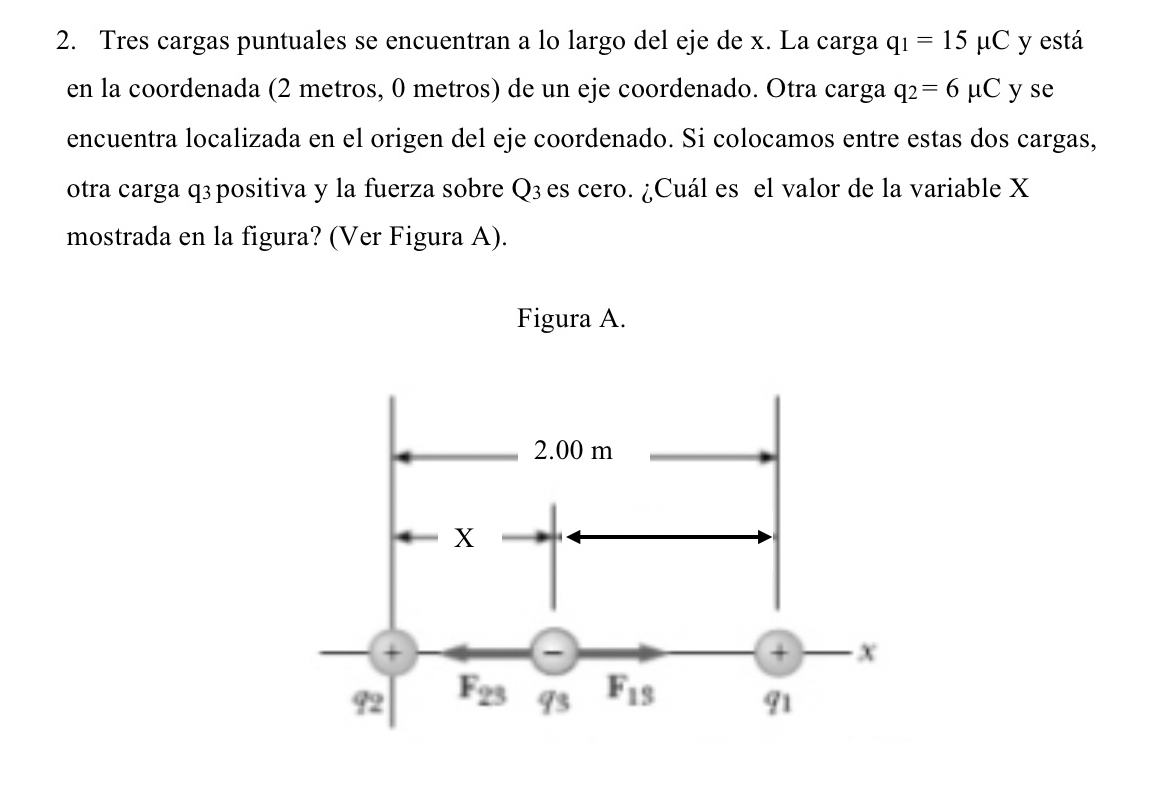Solved Tres cargas puntuales se encuentran a lo largo del | Chegg.com