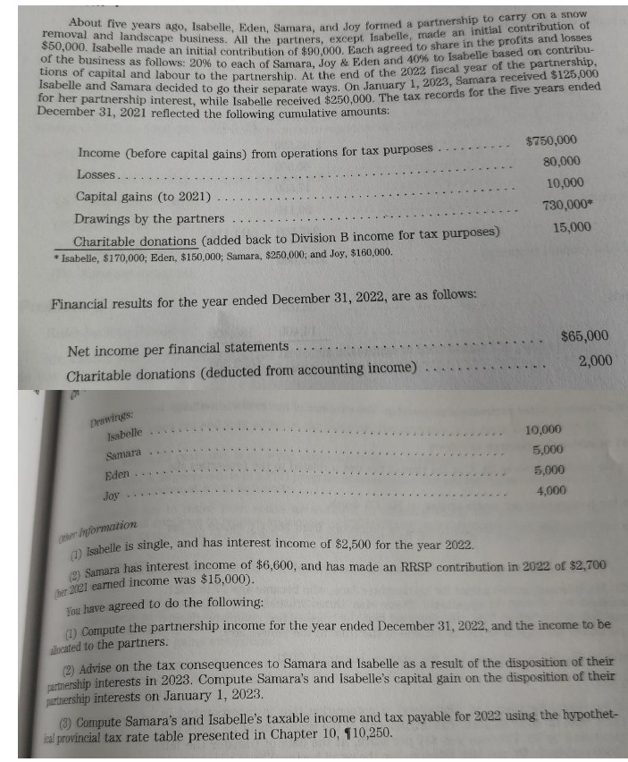 Solved About five years ago, Isabelle, Eden, Samara, and Joy | Chegg.com