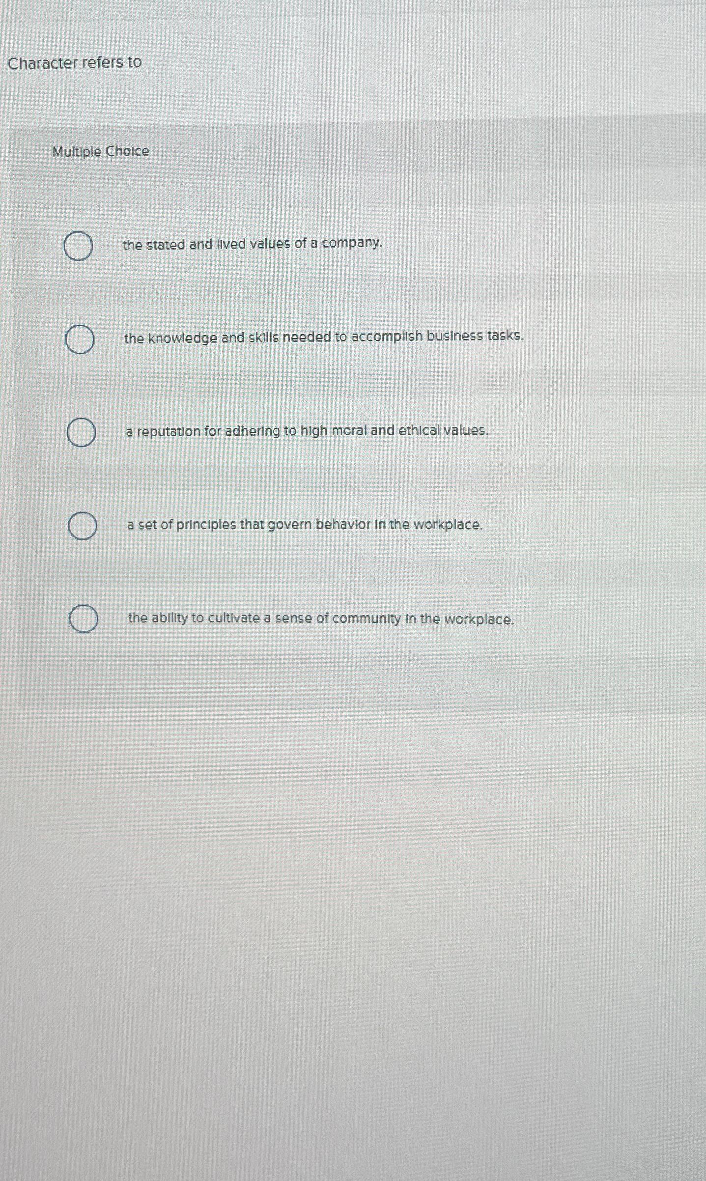 Solved Character refers toMultiple Cholcethe stated and | Chegg.com