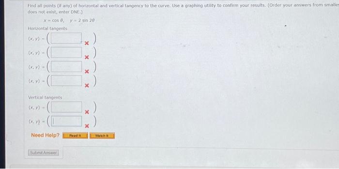 Solved Find all points (if any) of horizontal and vertical | Chegg.com
