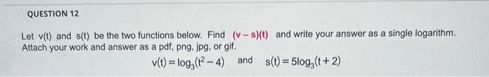 Solved Let v(t) and s(t) be the two functions below. Find | Chegg.com