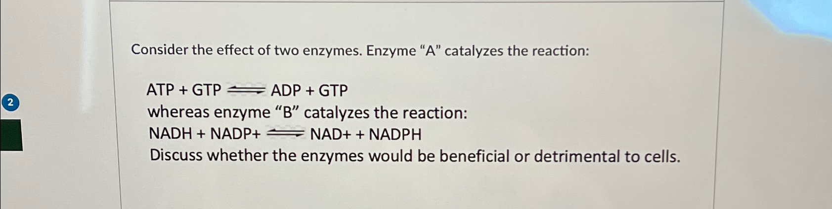 Solved Consider the effect of two enzymes. Enzyme " A " | Chegg.com