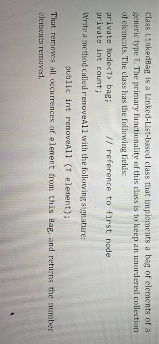 Solved Class LinkedBag is a Linked-List-based class that | Chegg.com