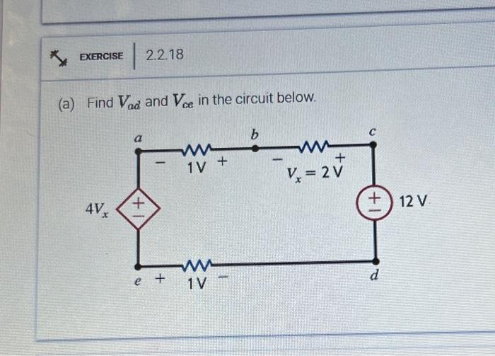 Solved (a) Find Vad and Vce in the circuit below. | Chegg.com