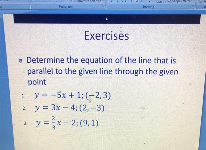 Solved - Determine the equation of the line that is parallel | Chegg.com