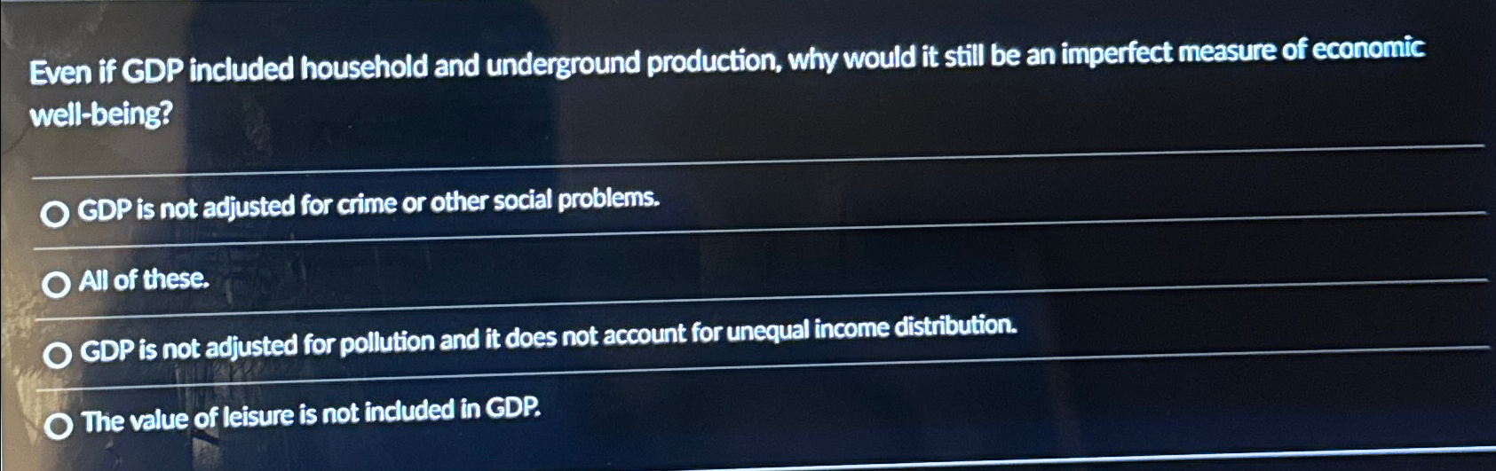 Solved Even if GDP included household and underground | Chegg.com