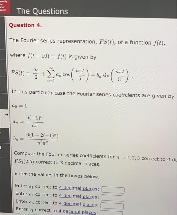 Solved Compute the Fourier series coefficients for n = 1, 2, | Chegg.com