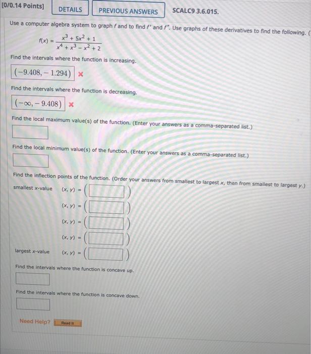 Solved [0/0.14 Points] DETAILS PREVIOUS ANSWERS SCALC9 | Chegg.com