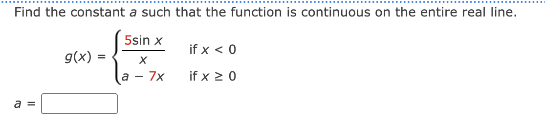 Solved Find the constant a such that the function is | Chegg.com
