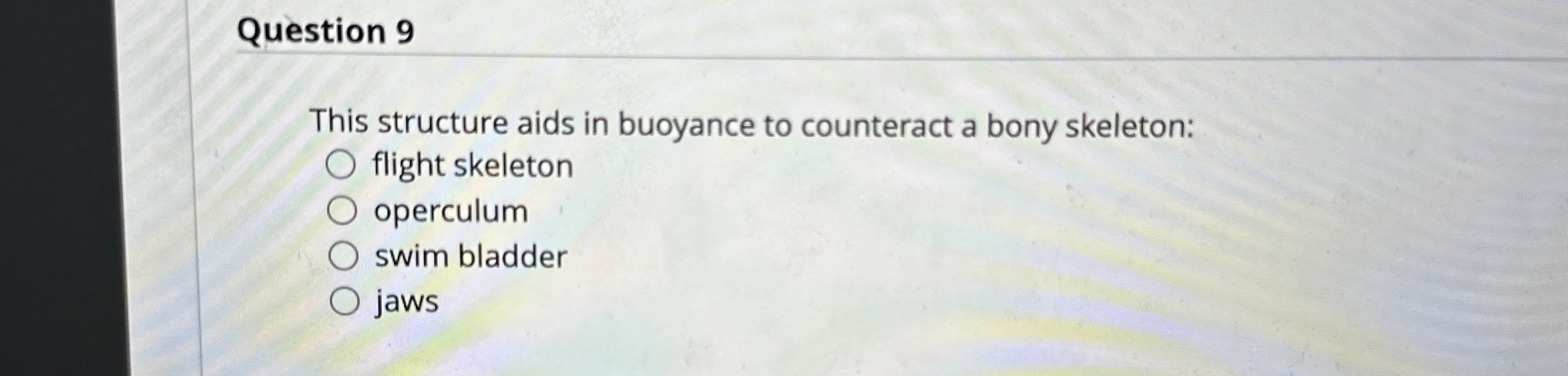Solved Question 9This structure aids in buoyance to | Chegg.com