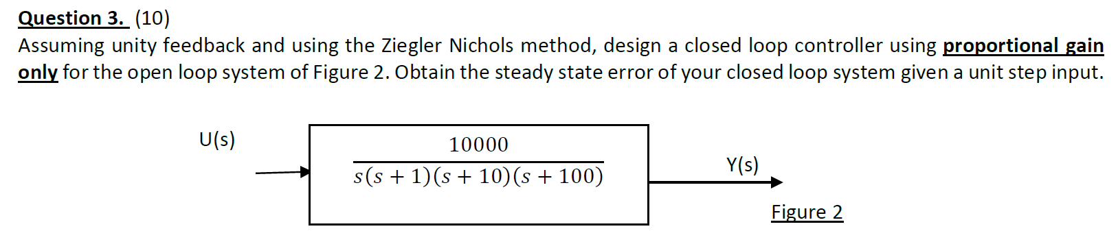 Question 3. (10)Assuming unity feedback and using the | Chegg.com