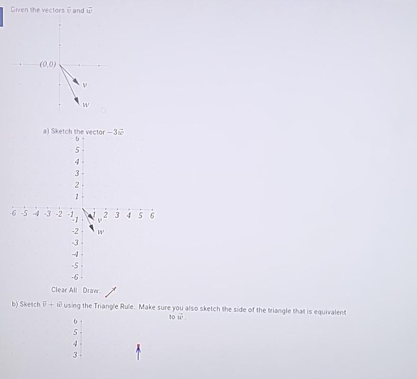Solved Given the vectors vec(v) and vec(w)\\na) Sketch the | Chegg.com