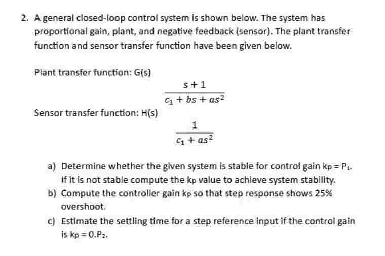 Solved A general closed-loop control system is ﻿shown below. | Chegg.com