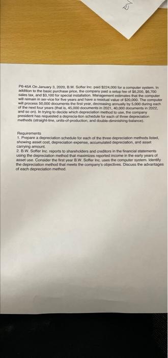 Solved na P-45A on January 3, 2020, W. Sofer Inc paid | Chegg.com