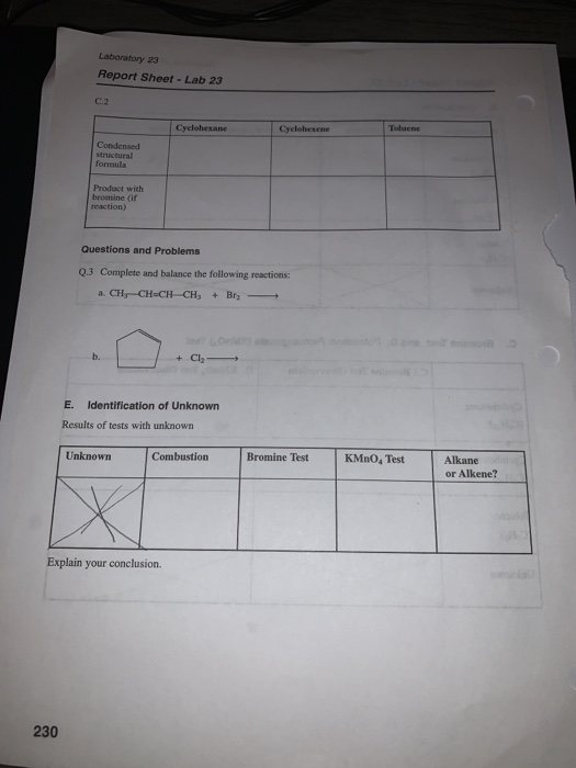 Solved Laboratory 23 Report Sheet - Lab 23 Cyclohexane | Chegg.com
