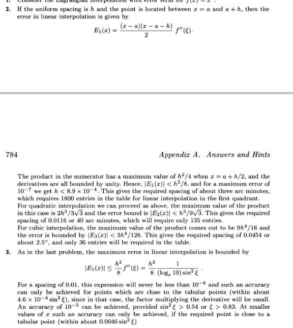 Solved numerical methods linear interpolation accuracy | Chegg.com