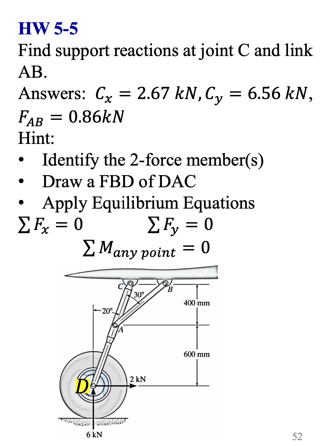 Solved HW 5-5Find support reactions at ﻿joint C ﻿and | Chegg.com