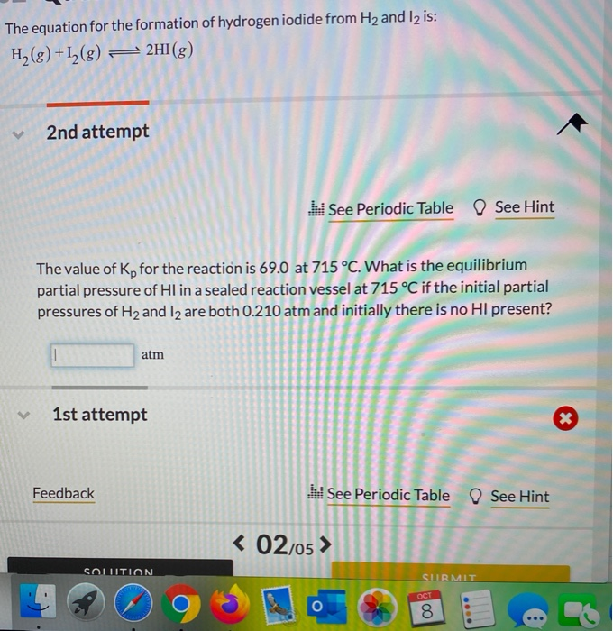 Solved The equation for the formation of hydrogen iodide | Chegg.com