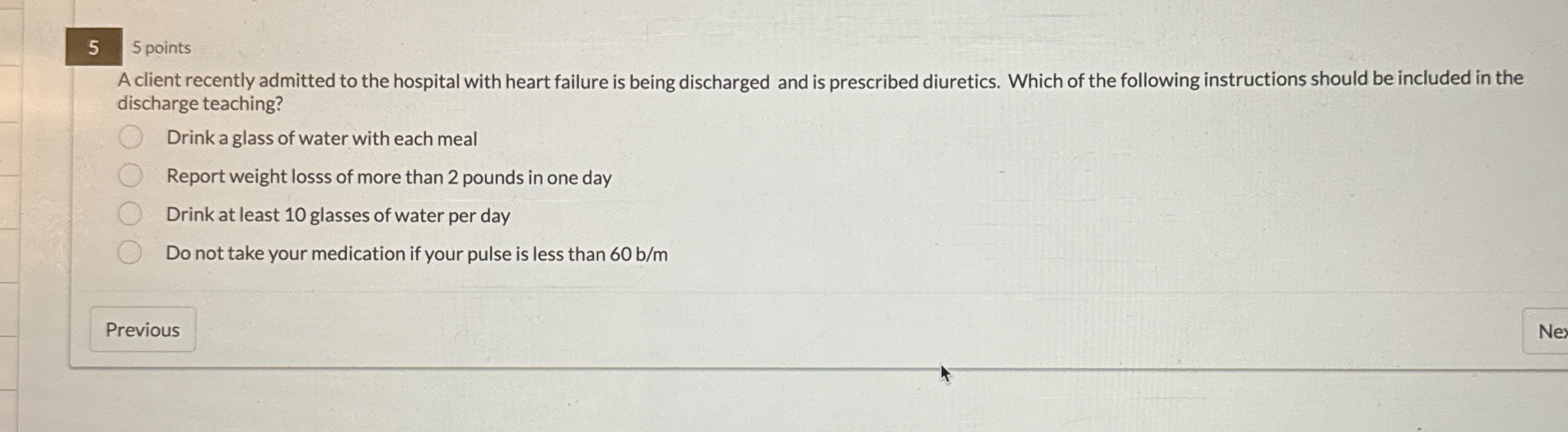 Solved 55 ﻿pointsA client recently admitted to the hospital | Chegg.com
