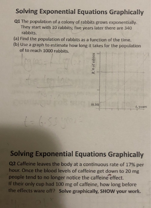 Solved Solving Exponential Equations Graphically Q1 The | Chegg.com