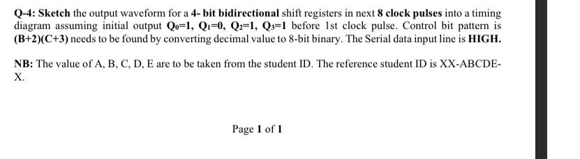 Solved Q-4: Sketch the output waveform for a 4 - ﻿bit | Chegg.com