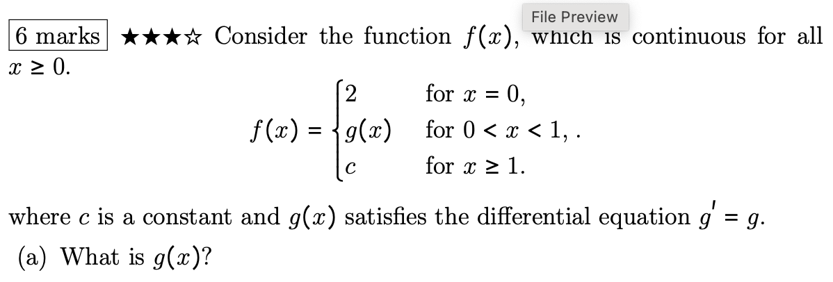 Solved Consider the function f(x), ﻿which is continuous for | Chegg.com