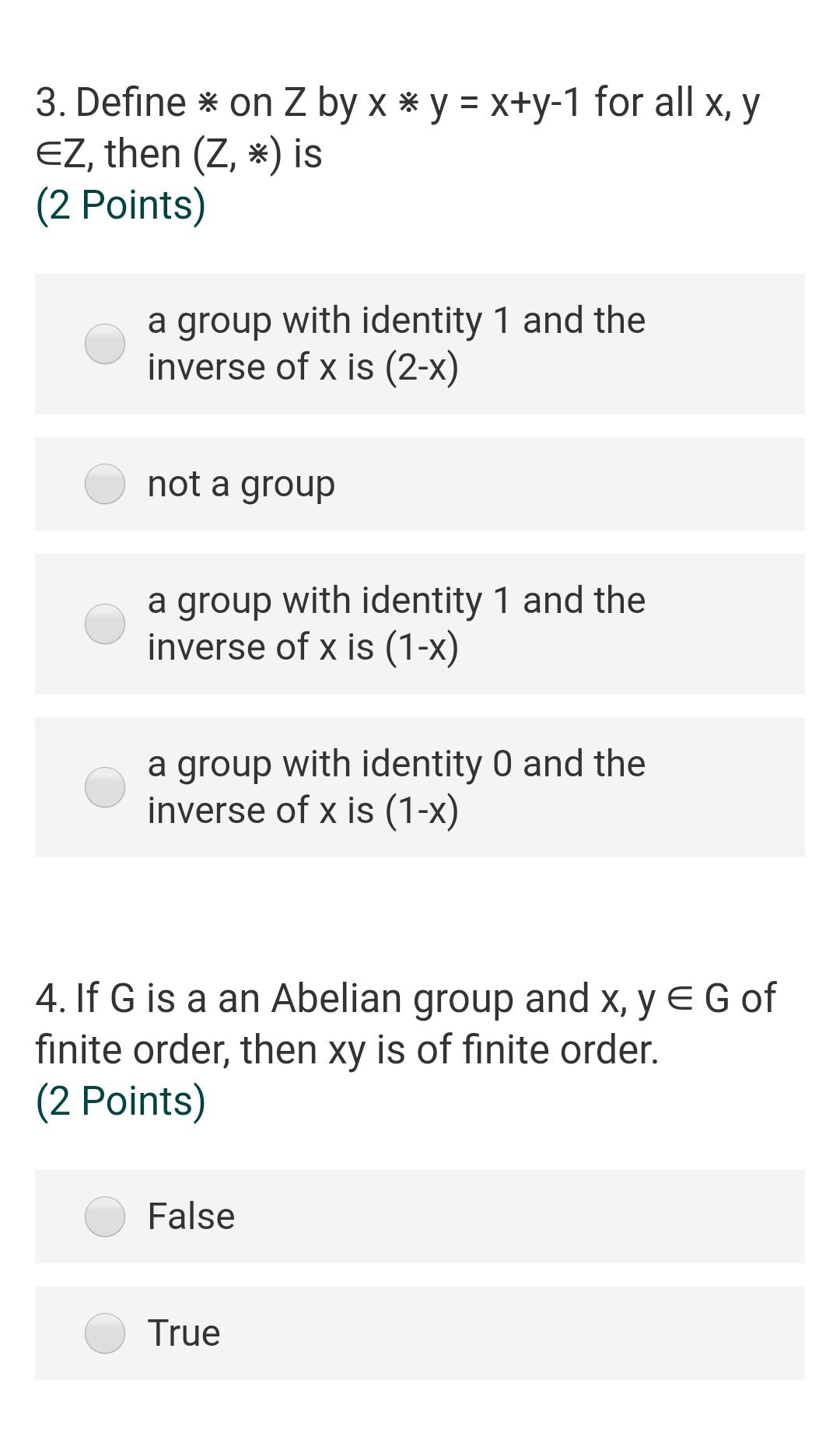 Solved 1. The number of elements of order 2 in (2 Points) Do | Chegg.com
