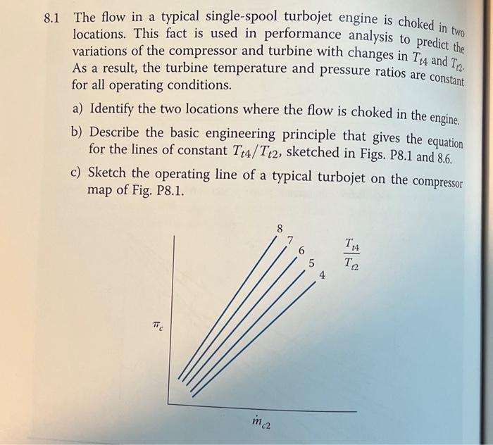 Solved 8.1 The flow in a typical single-spool turbojet | Chegg.com