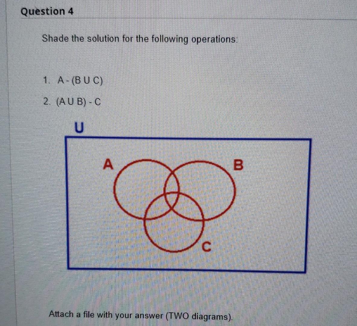 Solved Shade the solution for the following operations: 1. | Chegg.com
