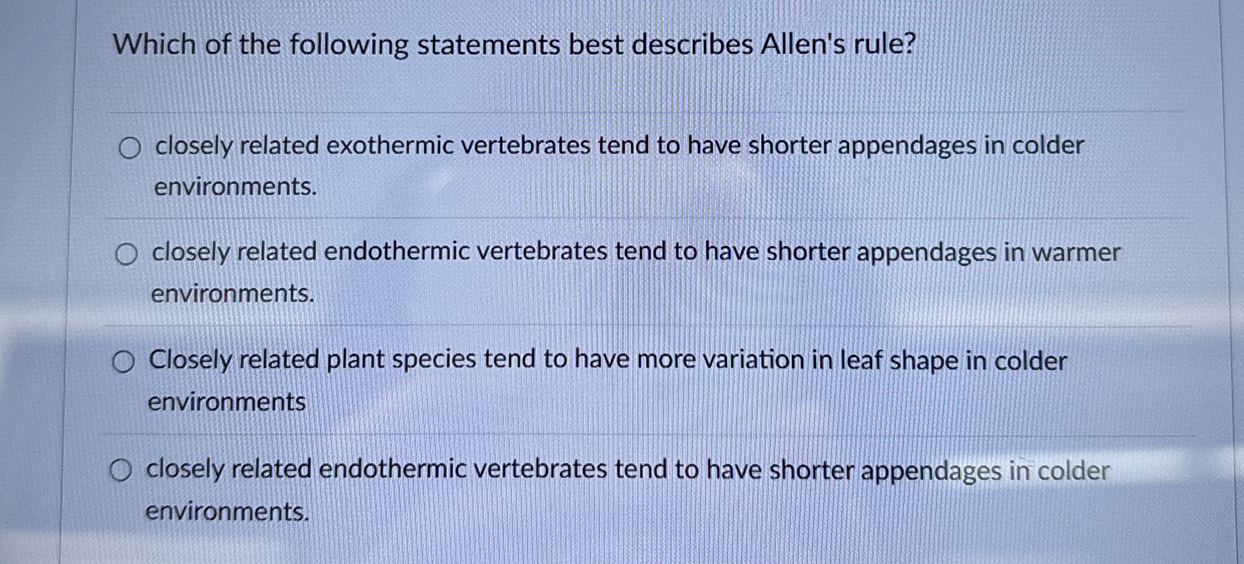 Solved Which of the following statements best describes | Chegg.com