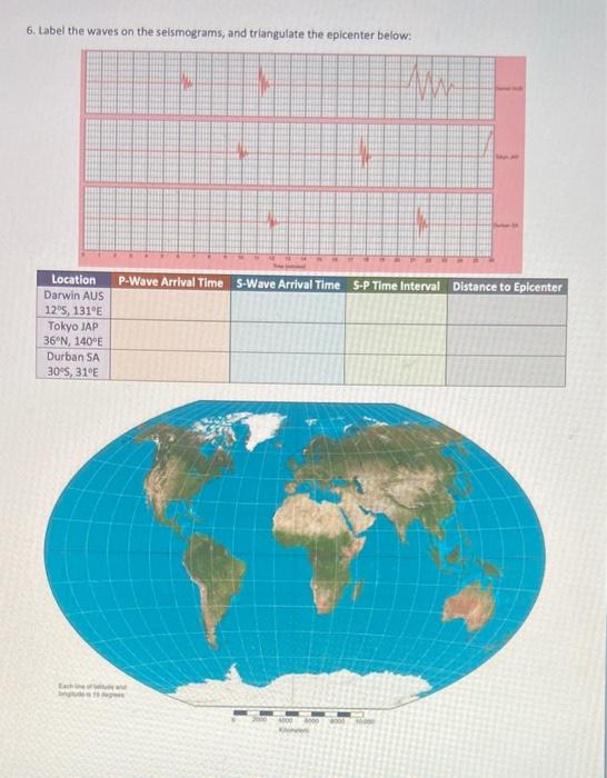 5. Label the waves on the seismograms, and | Chegg.com