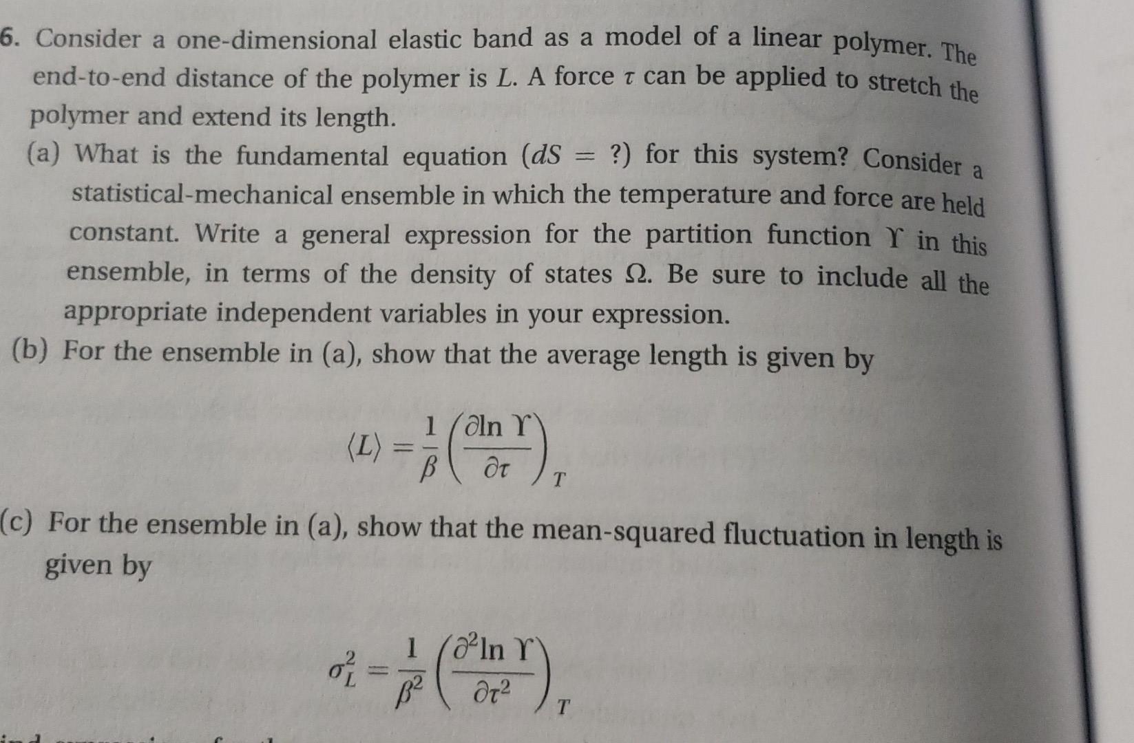 Solved 6. Consider a one-dimensional elastic band as a model | Chegg.com