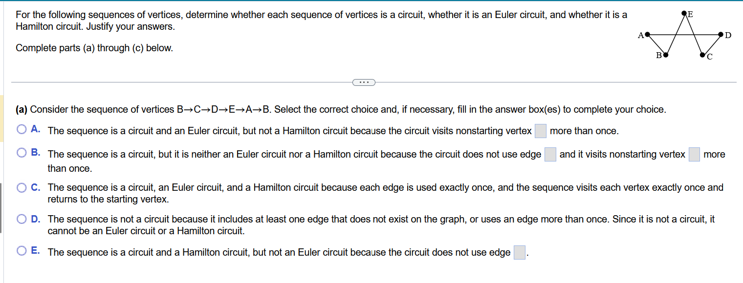 Solved For the following sequences of vertices, determine | Chegg.com
