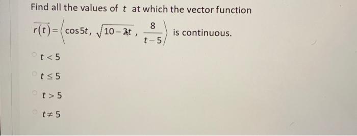 Solved Find all the values of t at which the vector function | Chegg.com