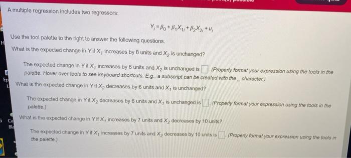 Solved H A multiple regression includes two regressors: Y = | Chegg.com