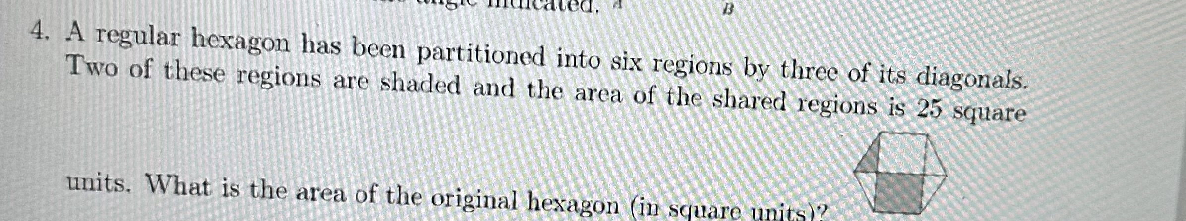 Solved A regular hexagon has been partitioned into six | Chegg.com