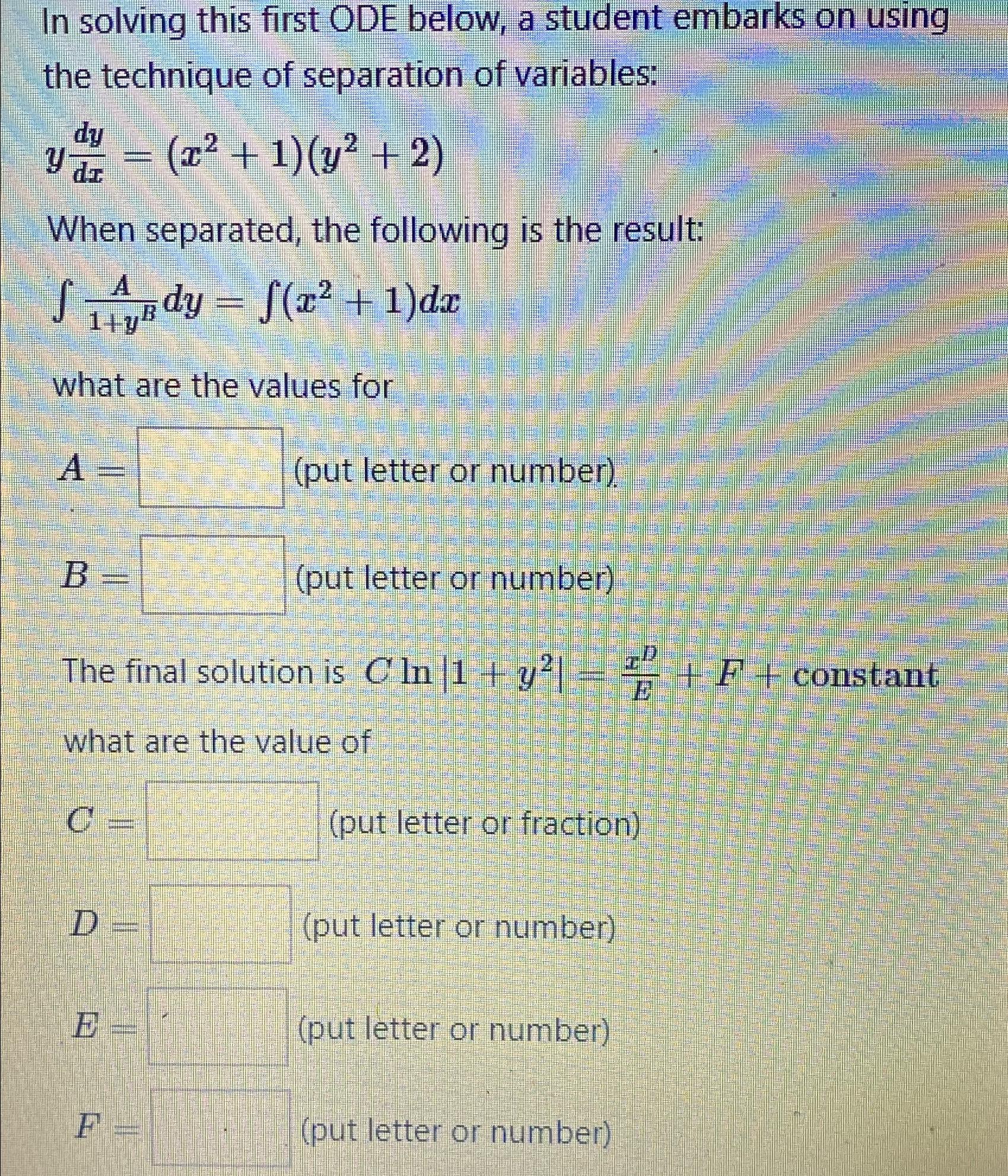 Solved In solving this first ODE below, a student embarks on | Chegg.com
