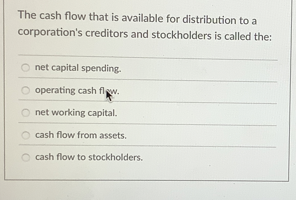 Solved The cash flow that is available for distribution to | Chegg.com