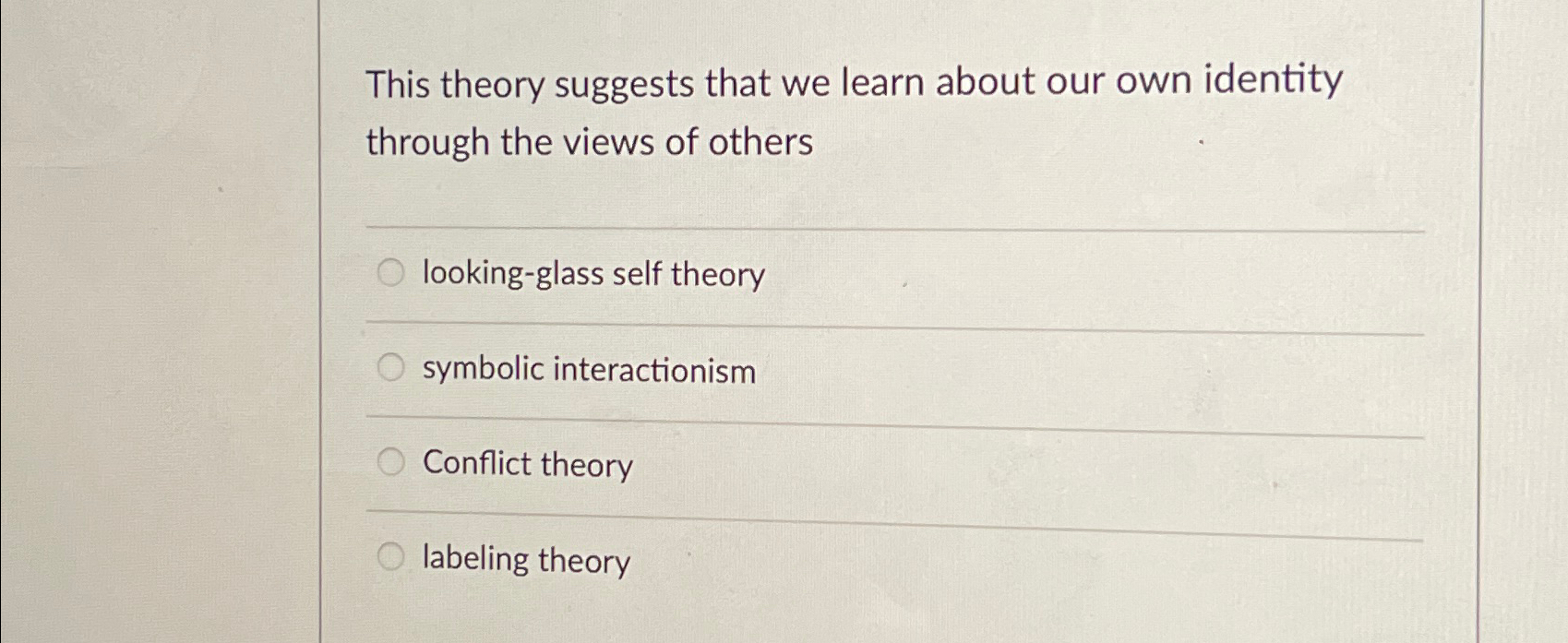 Solved This theory suggests that we learn about our own | Chegg.com